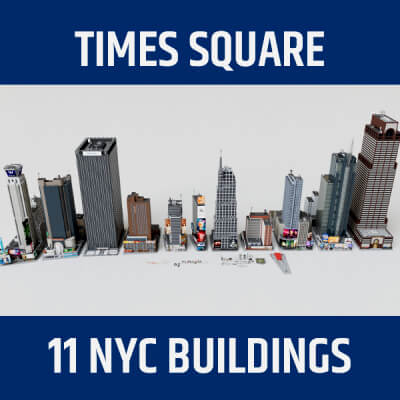 Realistic NYC Times Square 11 Buildings Collection Pack - 3D Model by ...