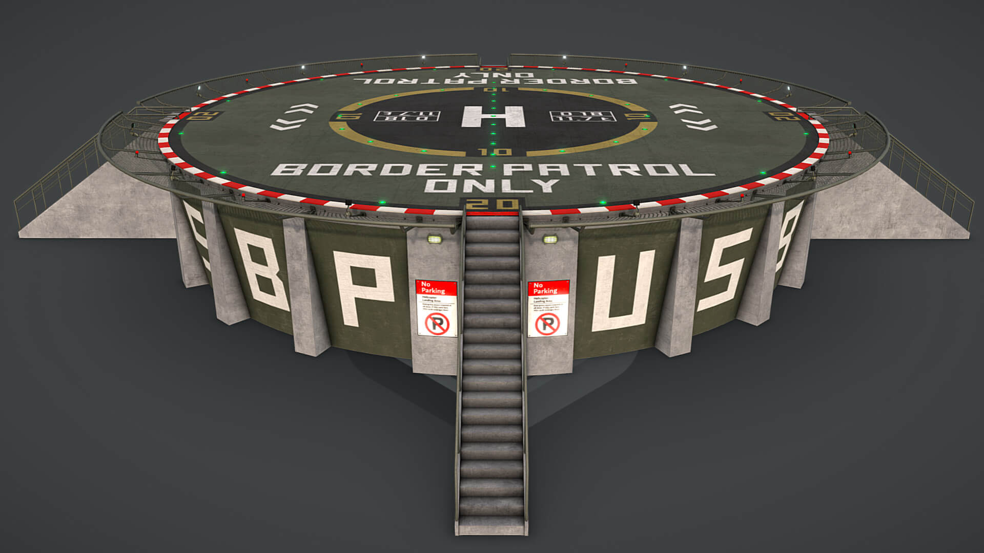 USBP Helipad Concrete 4 Stairs - 3D Model by Murica