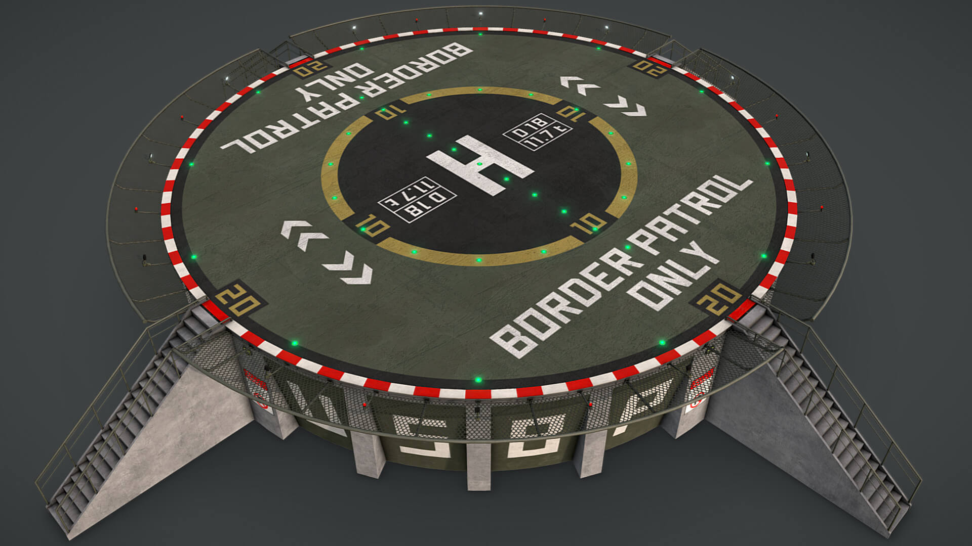 USBP Helipad Concrete 4 Stairs - 3D Model by Murica