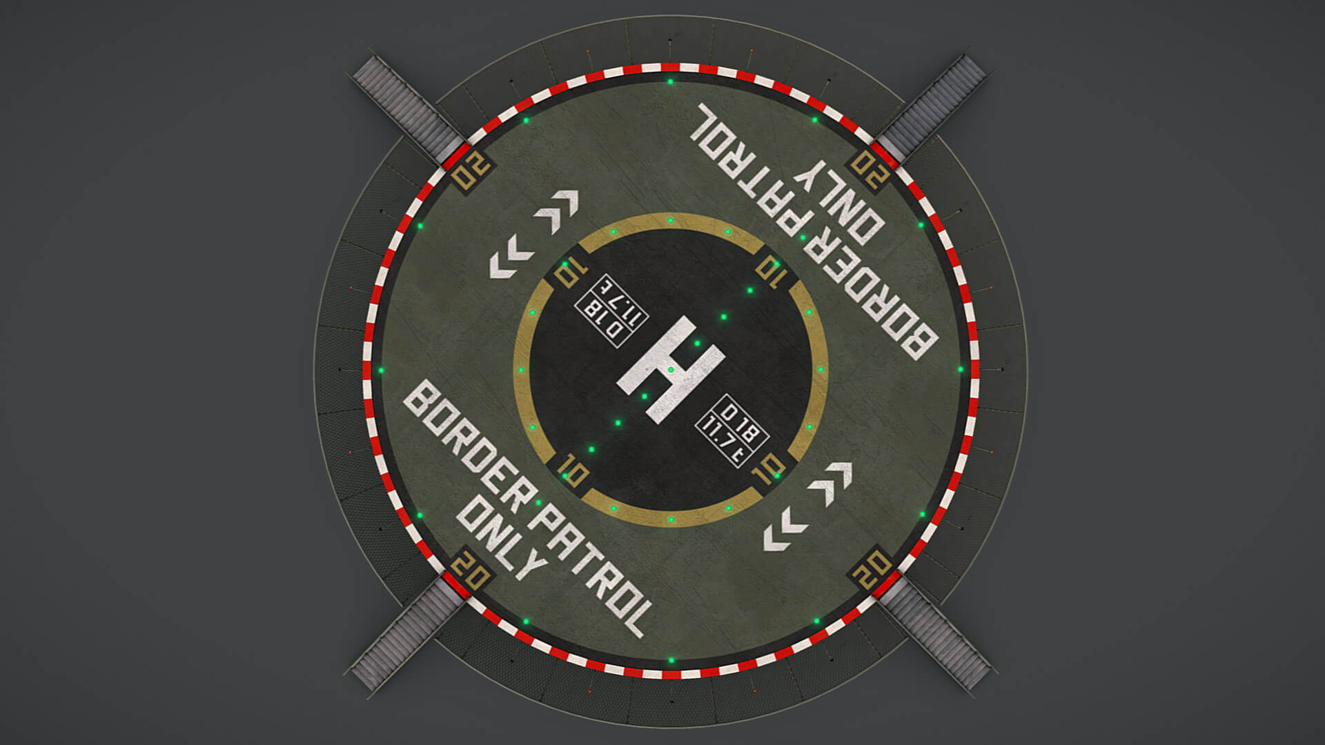 USBP Helipad Concrete 4 Stairs - 3D Model by Murica