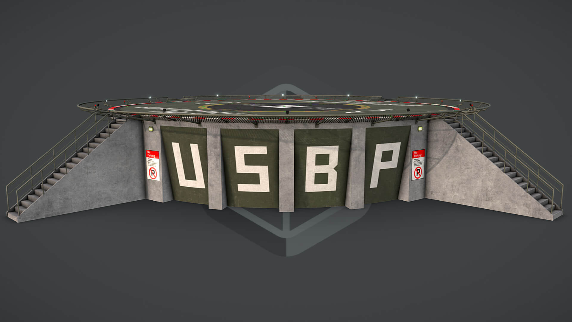 USBP Helipad Concrete 4 Stairs - 3D Model by Murica