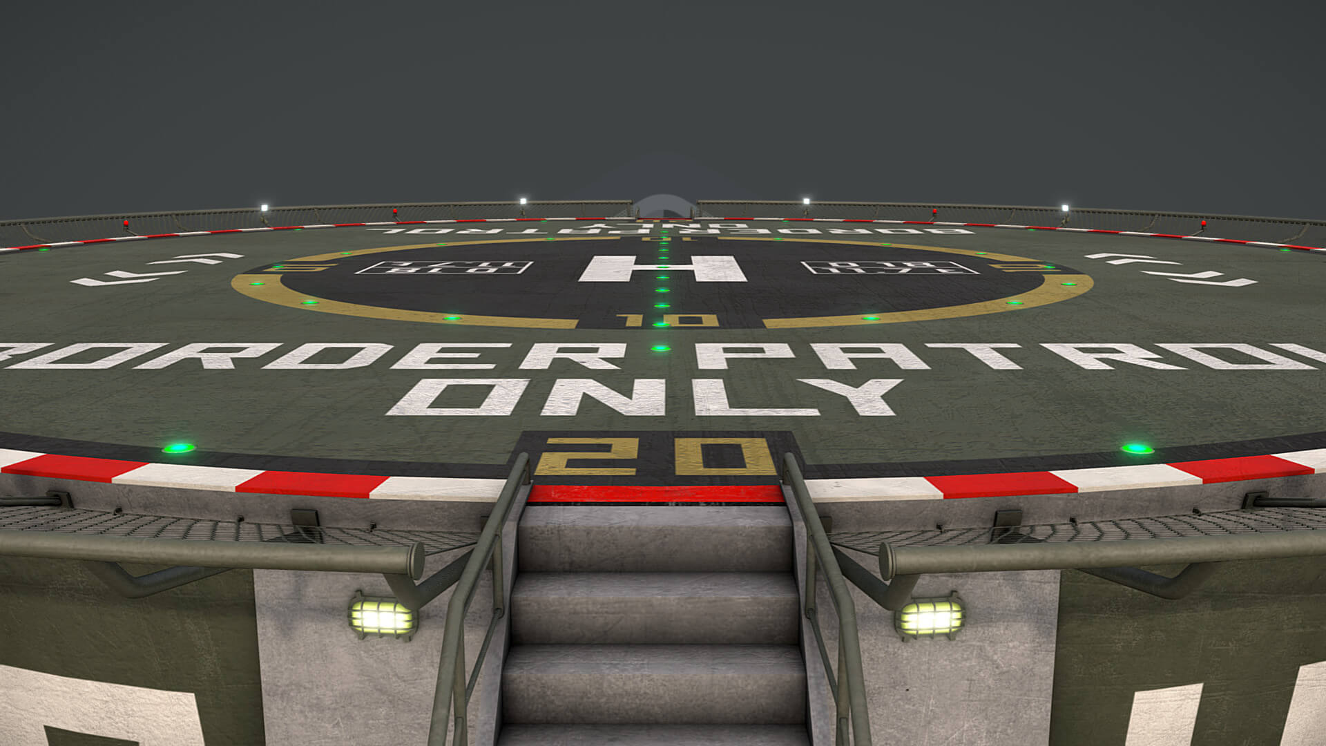USBP Helipad Concrete 4 Stairs - 3D Model by Murica