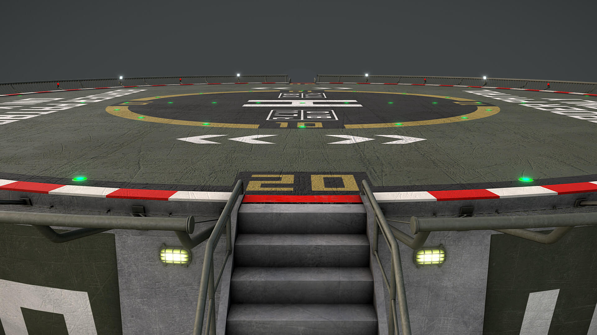 USBP Helipad Concrete 4 Stairs - 3D Model by Murica