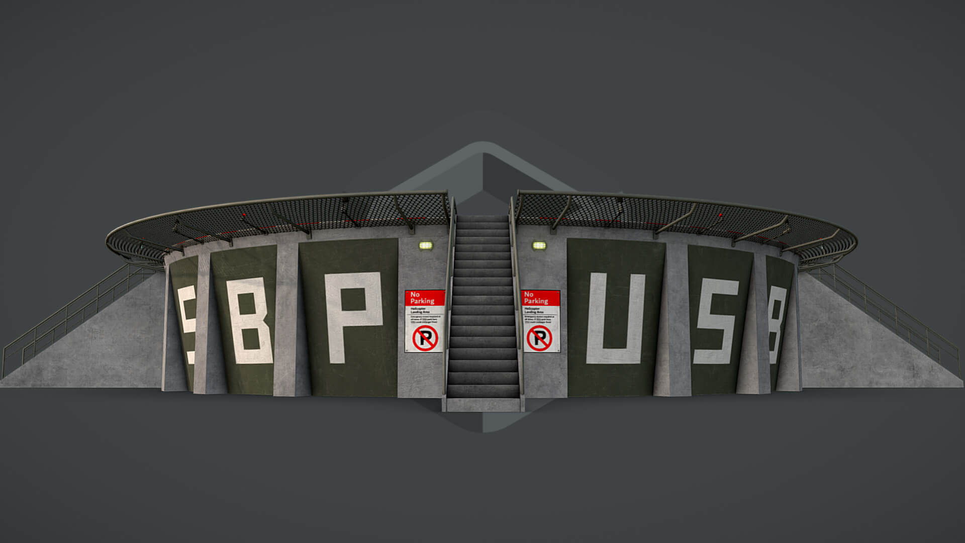 USBP Helipad Concrete 4 Stairs - 3D Model by Murica