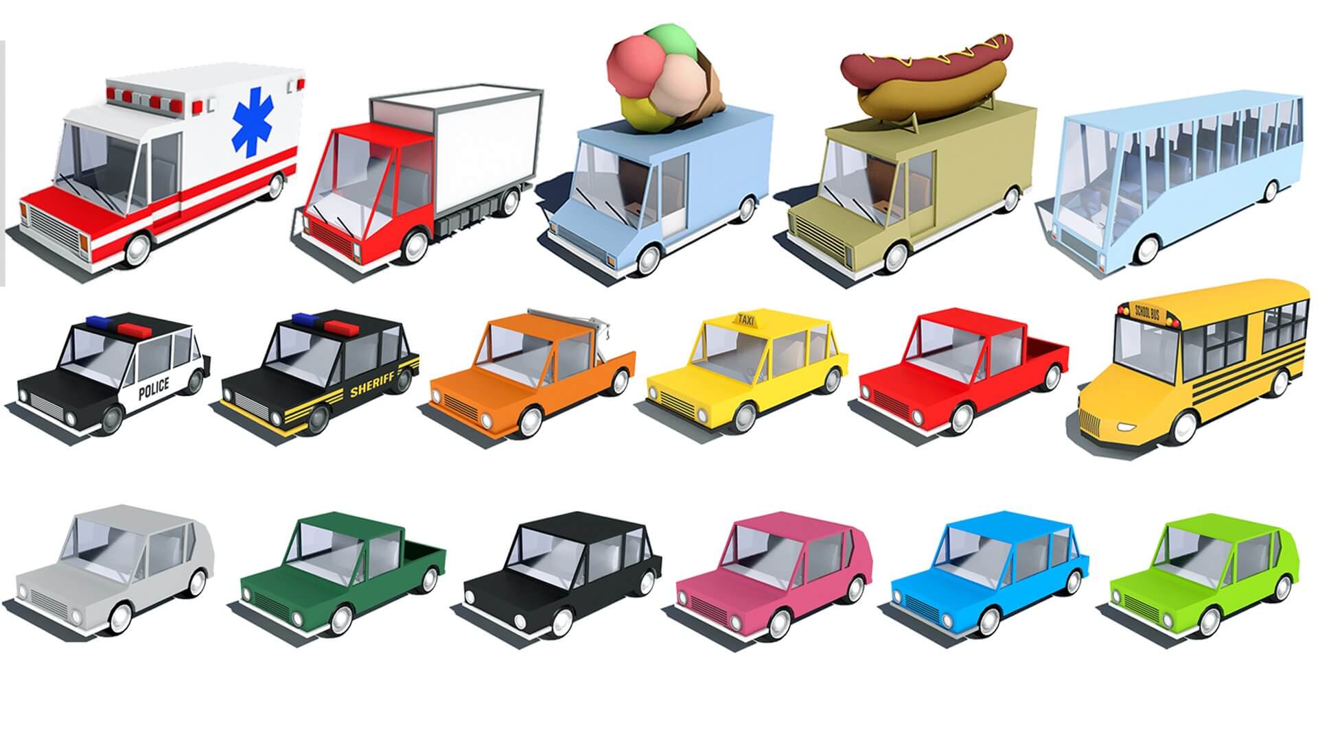 Cartoon Car Pack - 3D Model by murtazaboyraz