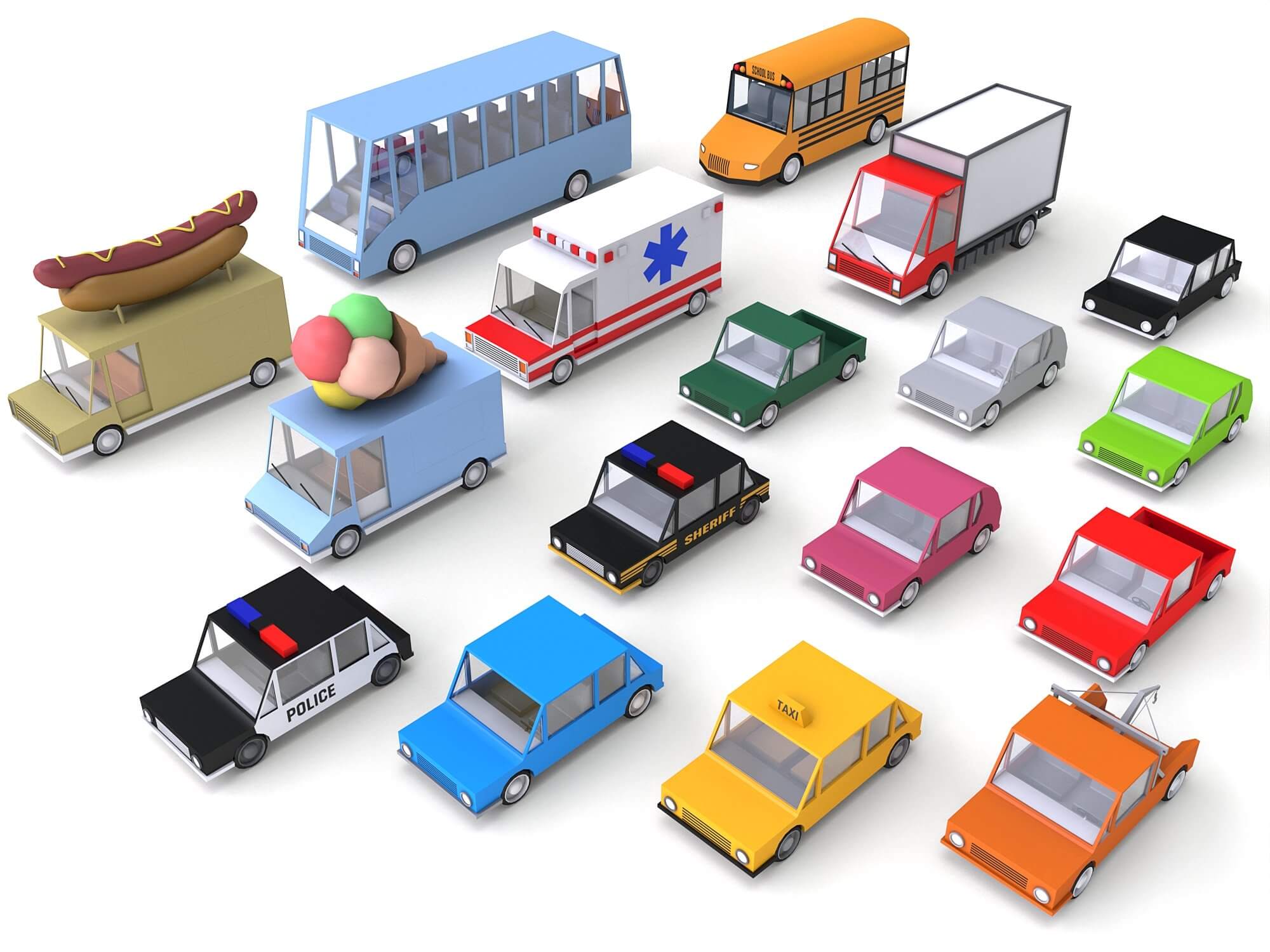 Cartoon Car Pack - 3D Model by murtazaboyraz