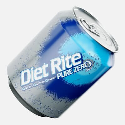 Diet Rite Pure Zero Diet Cola Soda 250ml - 3D Model by murtazaboyraz