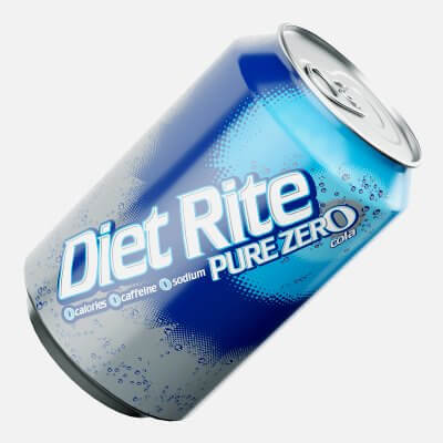 Diet Rite Pure Zero Diet Cola Soda 330ml - 3D Model by murtazaboyraz