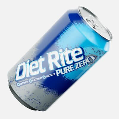 Diet Rite Pure Zero Diet Cola Soda 375ml - 3D Model by murtazaboyraz