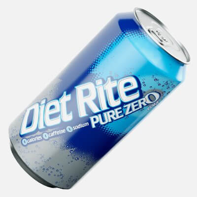 Diet Rite Pure Zero Diet Cola Soda 440ml - 3D Model by murtazaboyraz