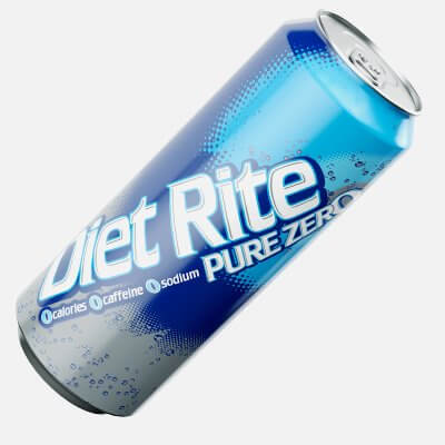 Diet Rite Pure Zero Diet Cola Soda 568ml - 3D Model by murtazaboyraz