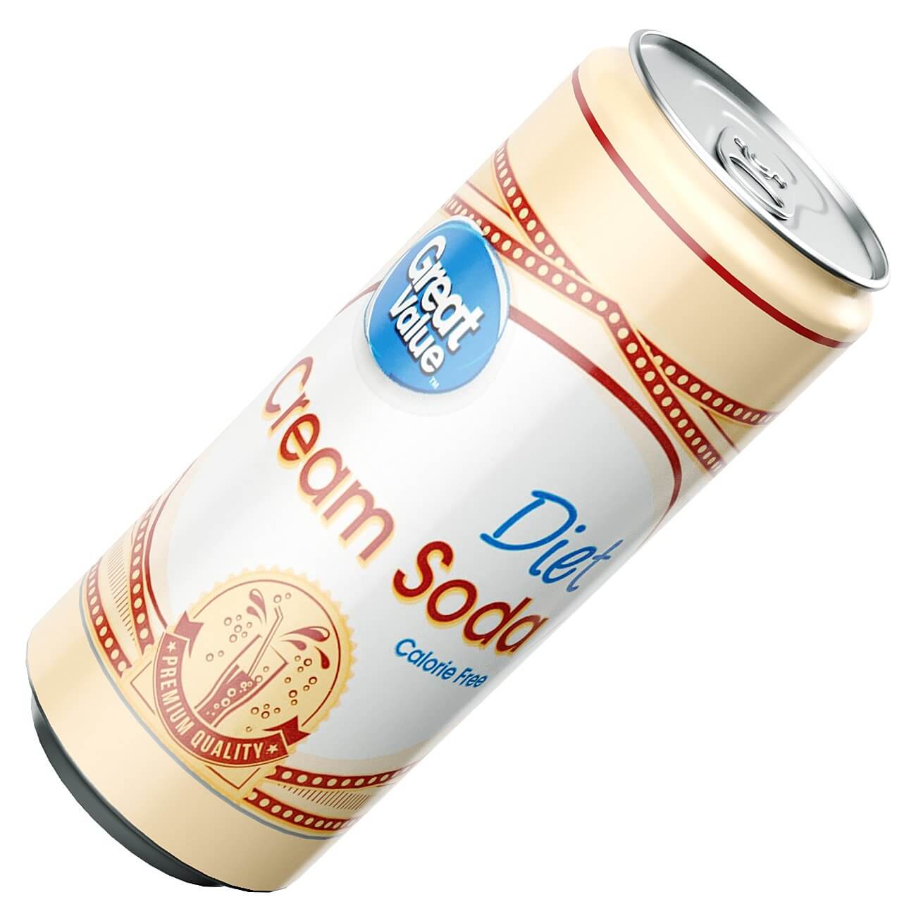 Great Value Cream Soda Can 355ml Sleek - 3D Model by murtazaboyraz