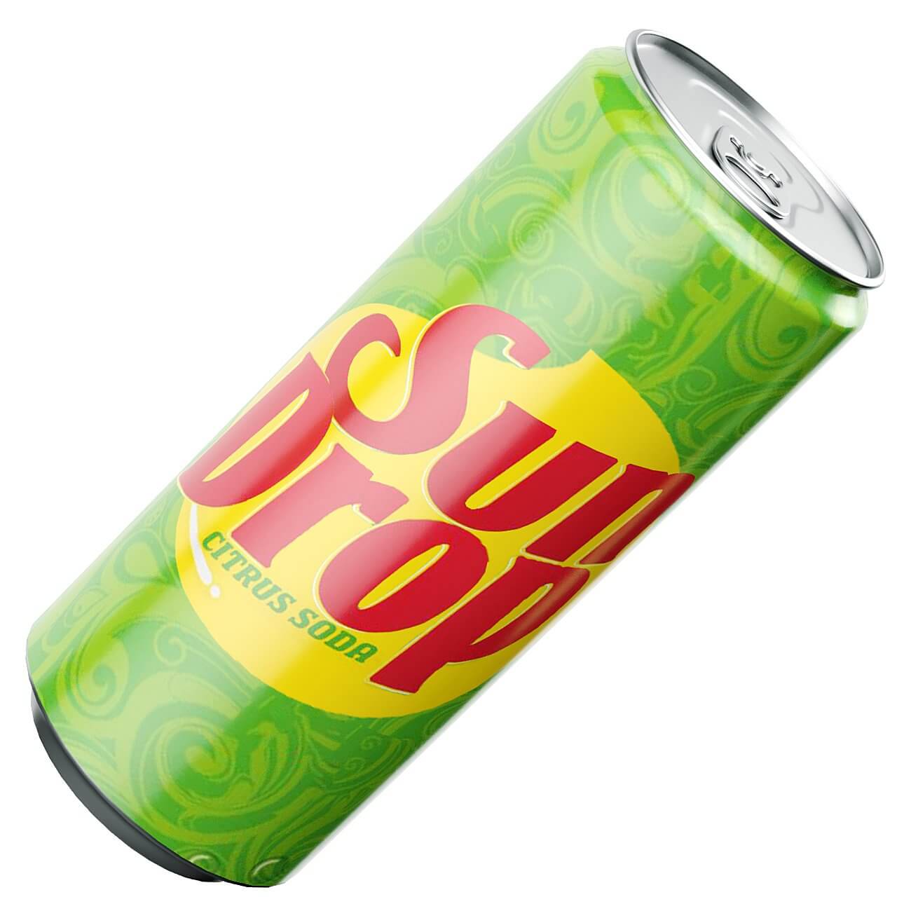 Sun Drop Citrus Soda Can 355ml Sleek - 3D Model by murtazaboyraz