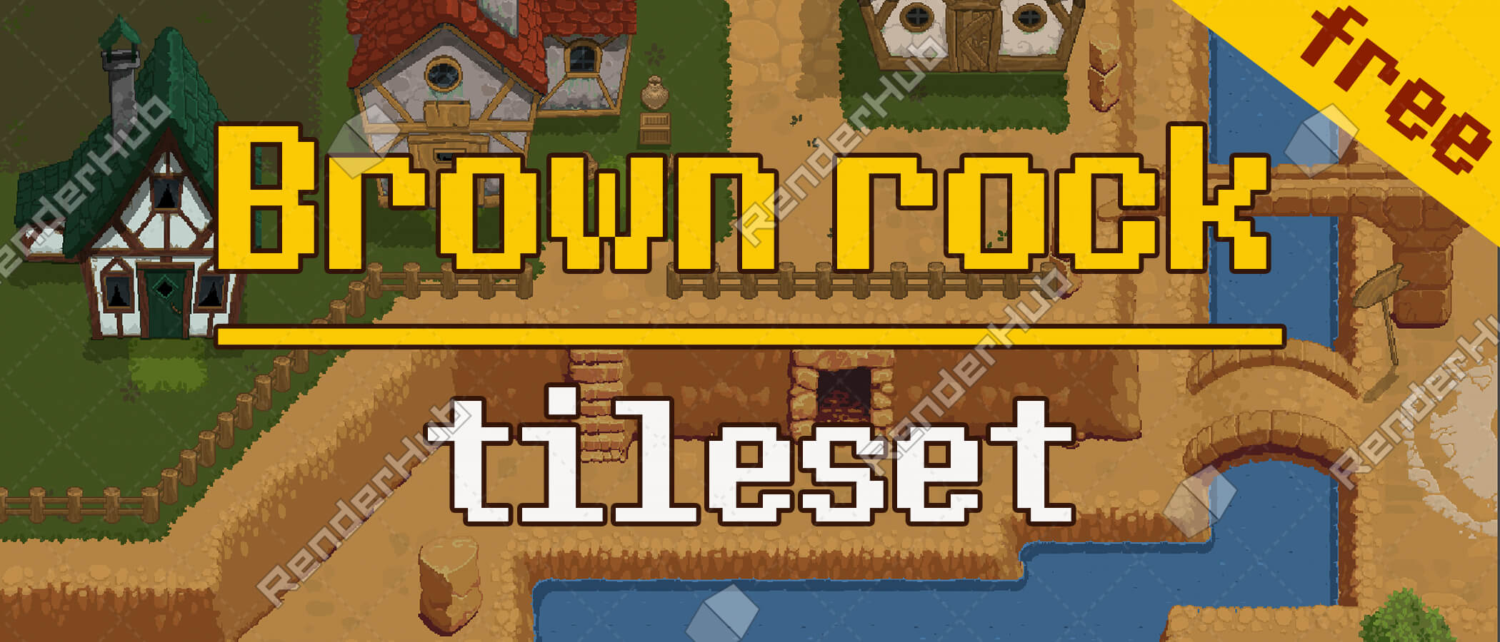 Brown Rock Tileset - Top-Down 32X32 Pixel-Art Free 2D Game Asset by ...