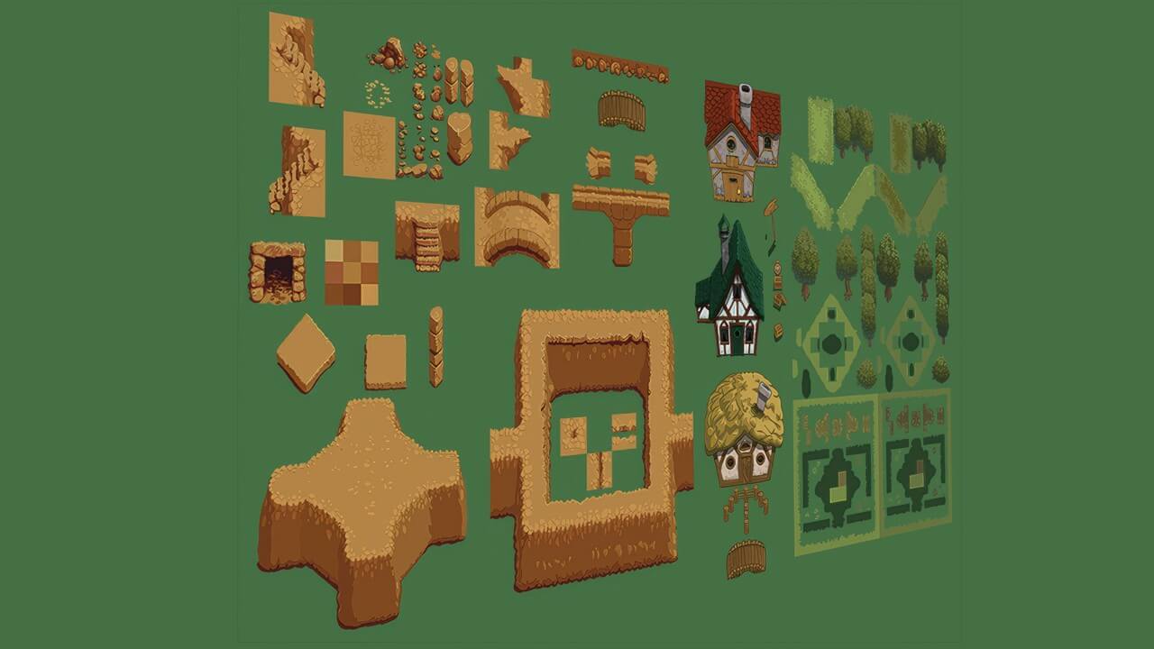 Brown Rock Tileset - Top-Down 32X32 Pixel-Art Free 2D Game Asset by ...