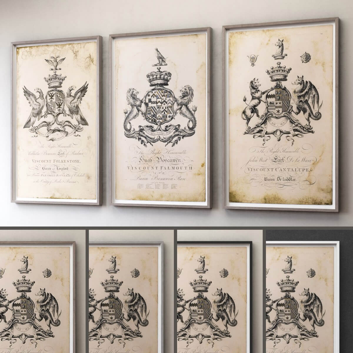 18th C. English Armorial Large Engraving Collection - 3D Model by ...