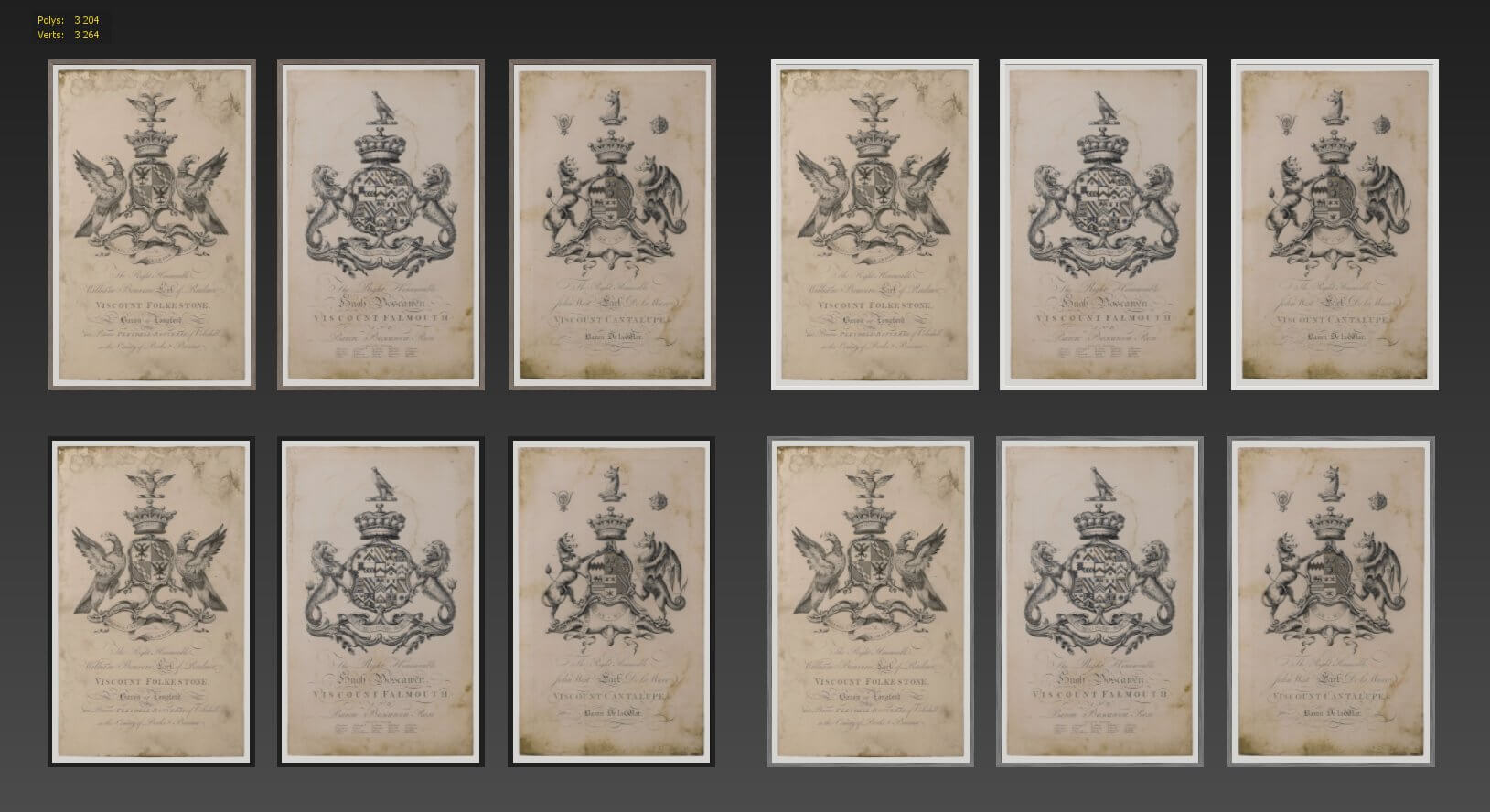 18th C. English Armorial Large Engraving Collection - 3D Model by ...