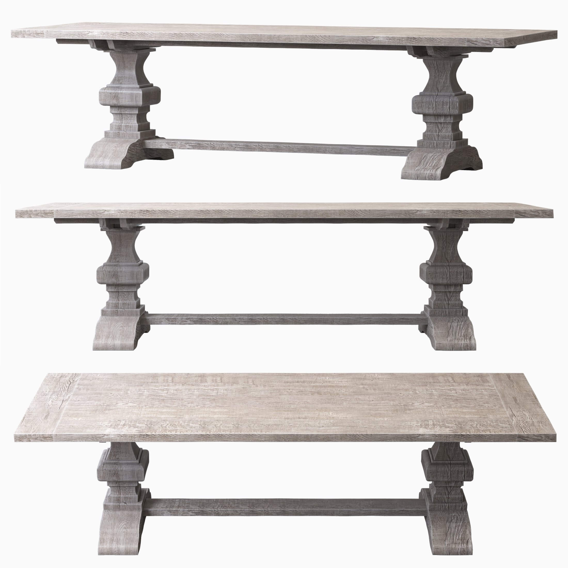 Baluster Rectangular Extension Dining Table Grey - 3D Model by musladinov