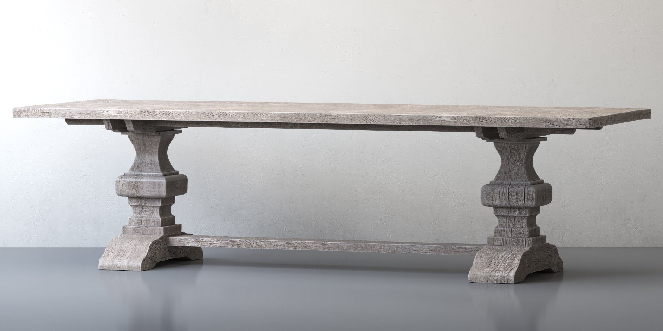 Baluster Rectangular Extension Dining Table Grey - 3D Model by musladinov