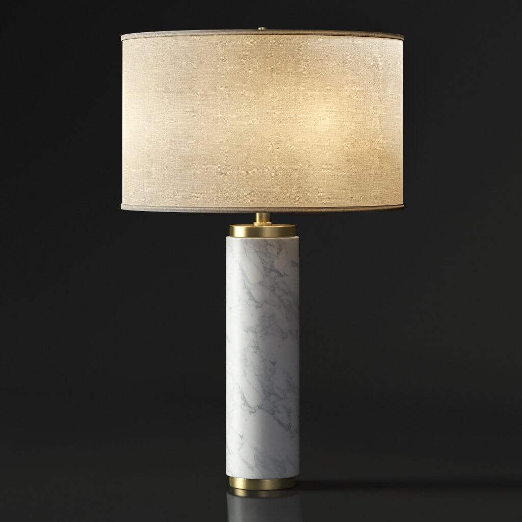 Cylindrical Column Marble Table Lamp - 3D Model by musladinov