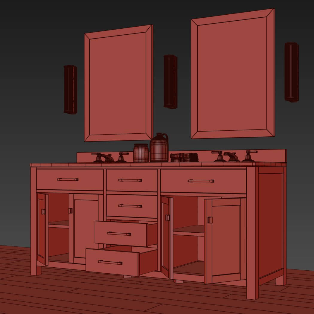 Hutton Double Vanity - 3D Model by musladinov