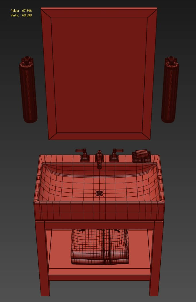 Hutton Single Console Washstand - 3D Model by musladinov