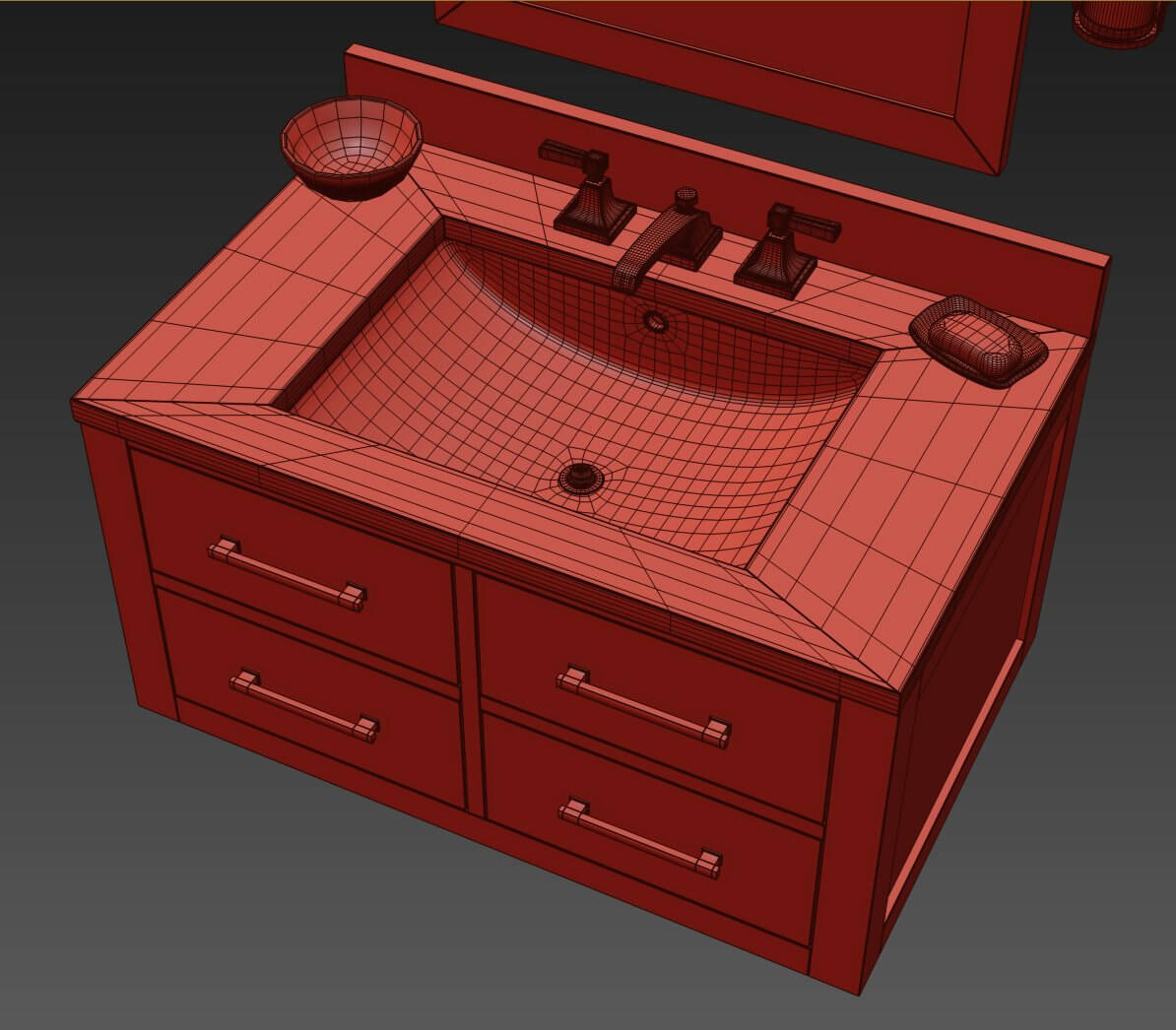 Hutton Single Floating Vanity White - 3D Model by musladinov