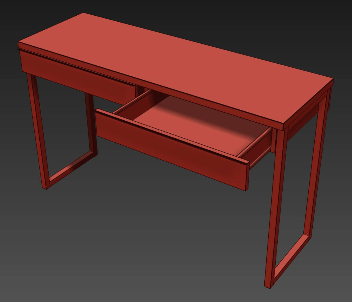 IKEA BESTA BURS Desk, High Gloss White - 3D Model by musladinov