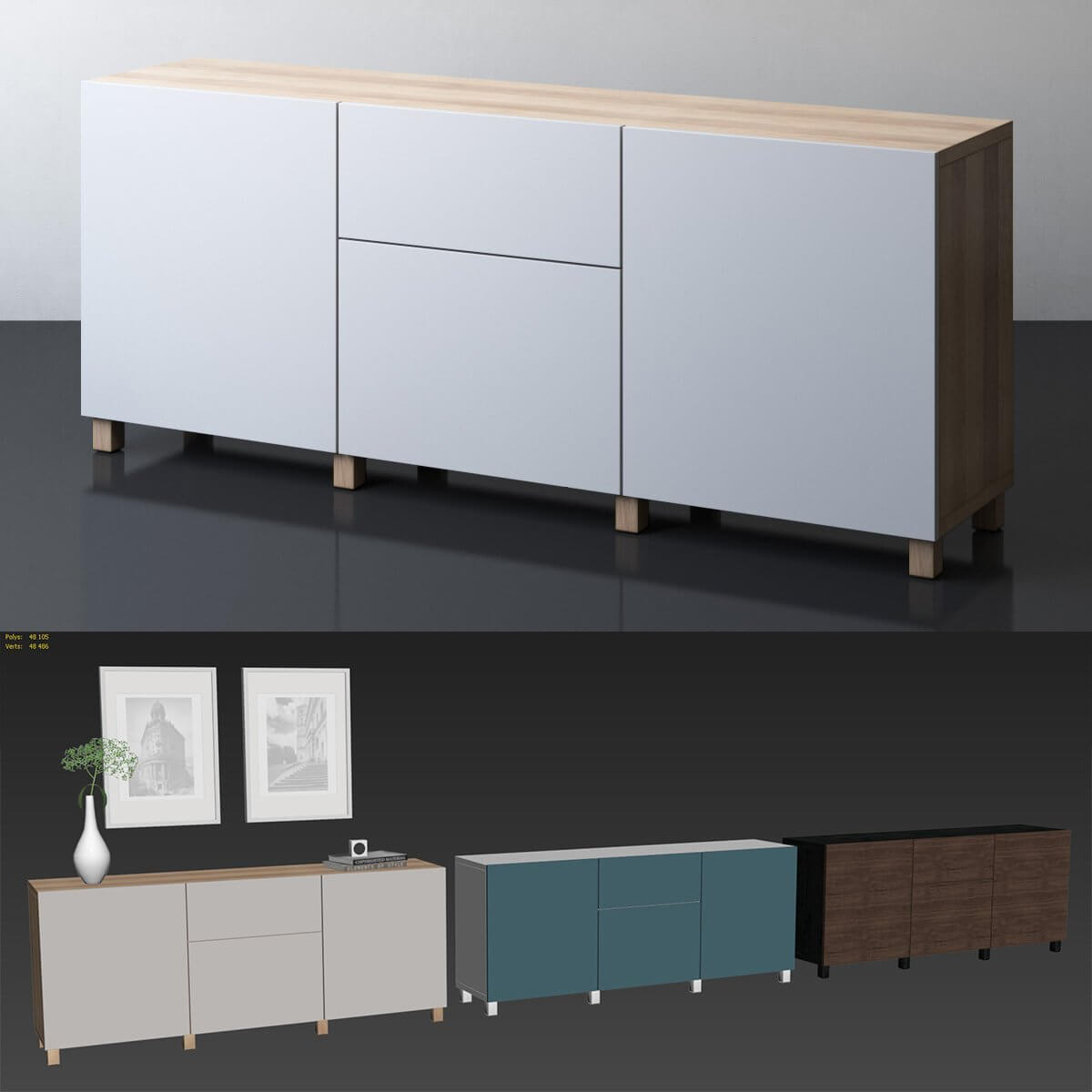IKEA BESTA Storage Combination with Drawers - 3D Model by musladinov
