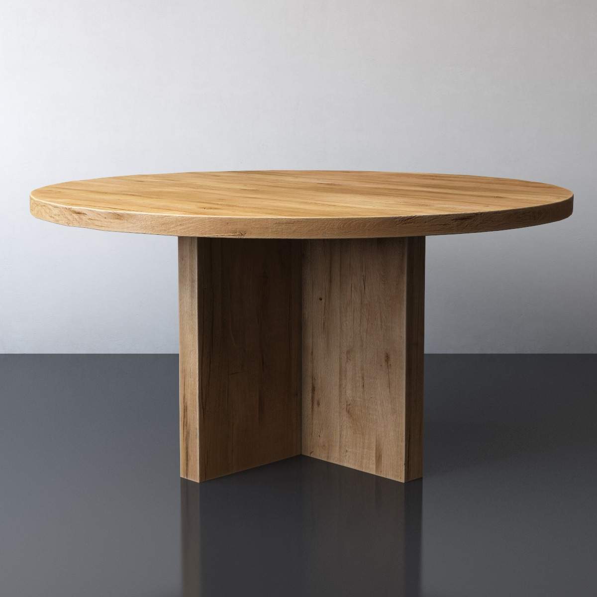 Reclaimed Russian Oak Plank Round Dining Table - 3D Model by musladinov