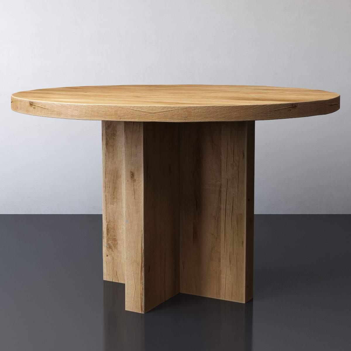 Reclaimed Russian Oak Plank Round Dining Table - 3D Model by musladinov