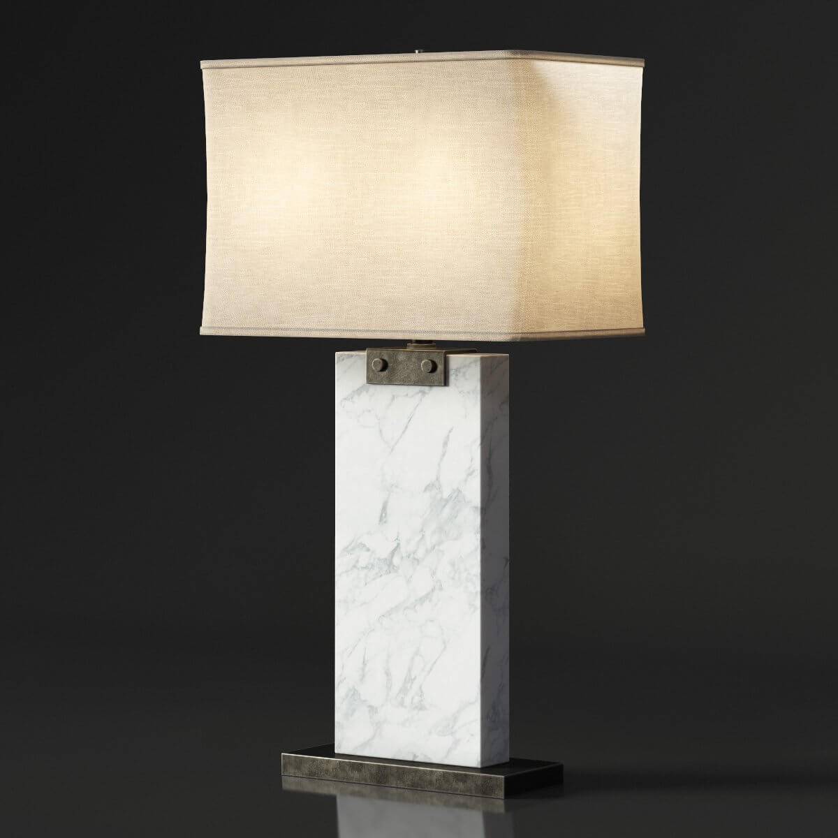 Rectangular Column Marble Table Lamp - 3D Model by musladinov