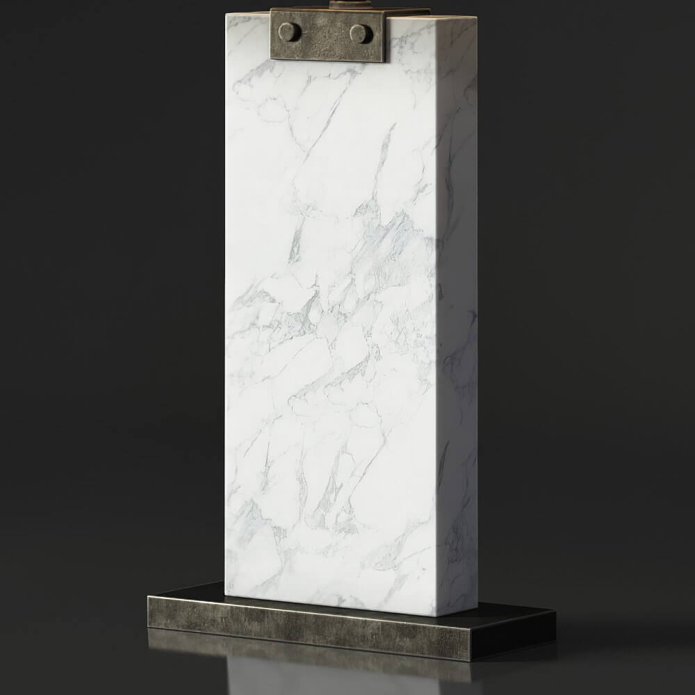 Rectangular Column Marble Table Lamp - 3D Model by musladinov