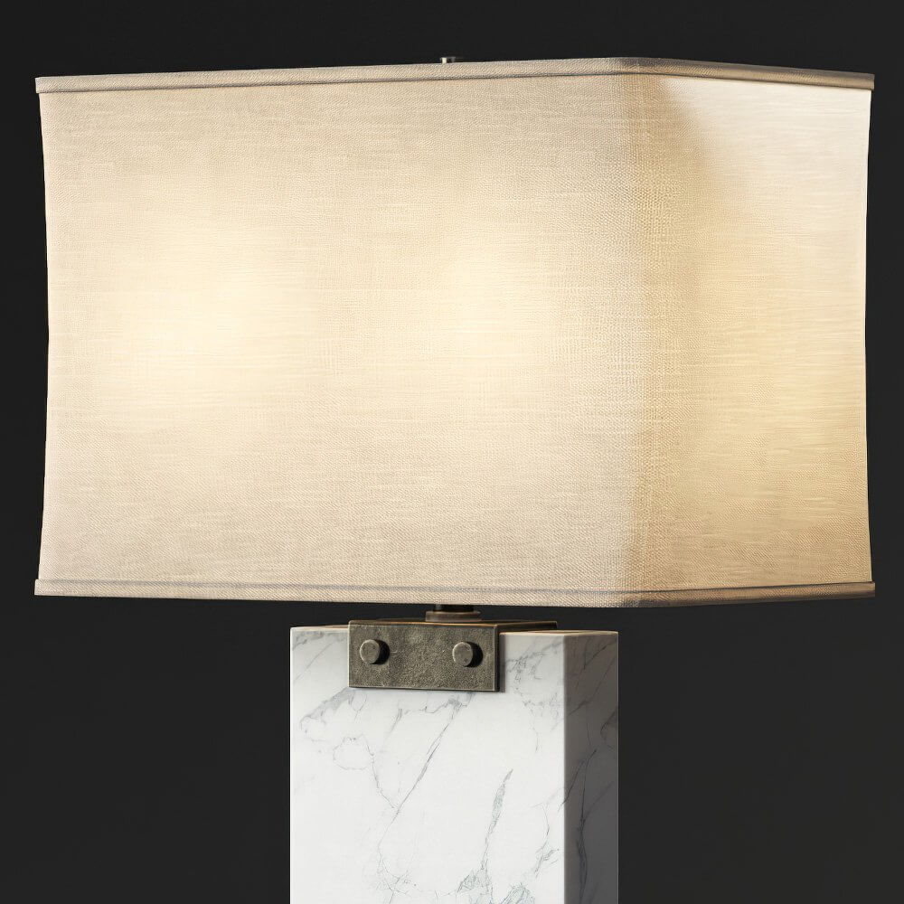 Rectangular Column Marble Table Lamp - 3D Model by musladinov