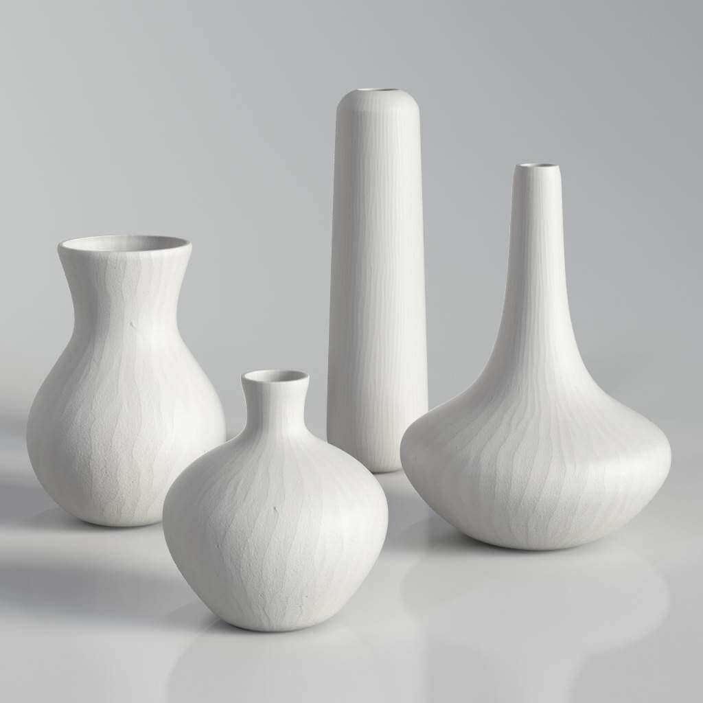 RH Matte White Glass Vase Collection 02 - 3D Model by musladinov