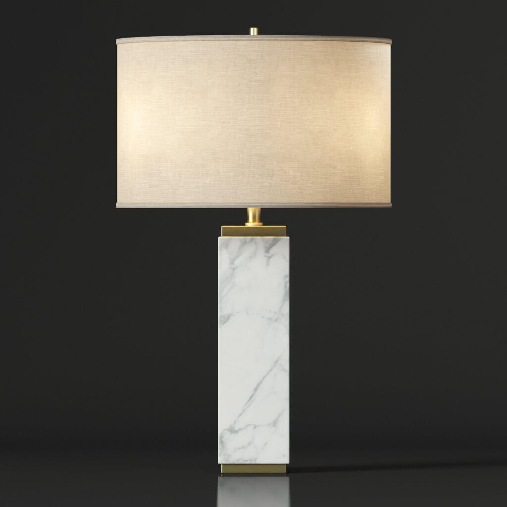 Square Column Marble Table Lamp - 3D Model by musladinov