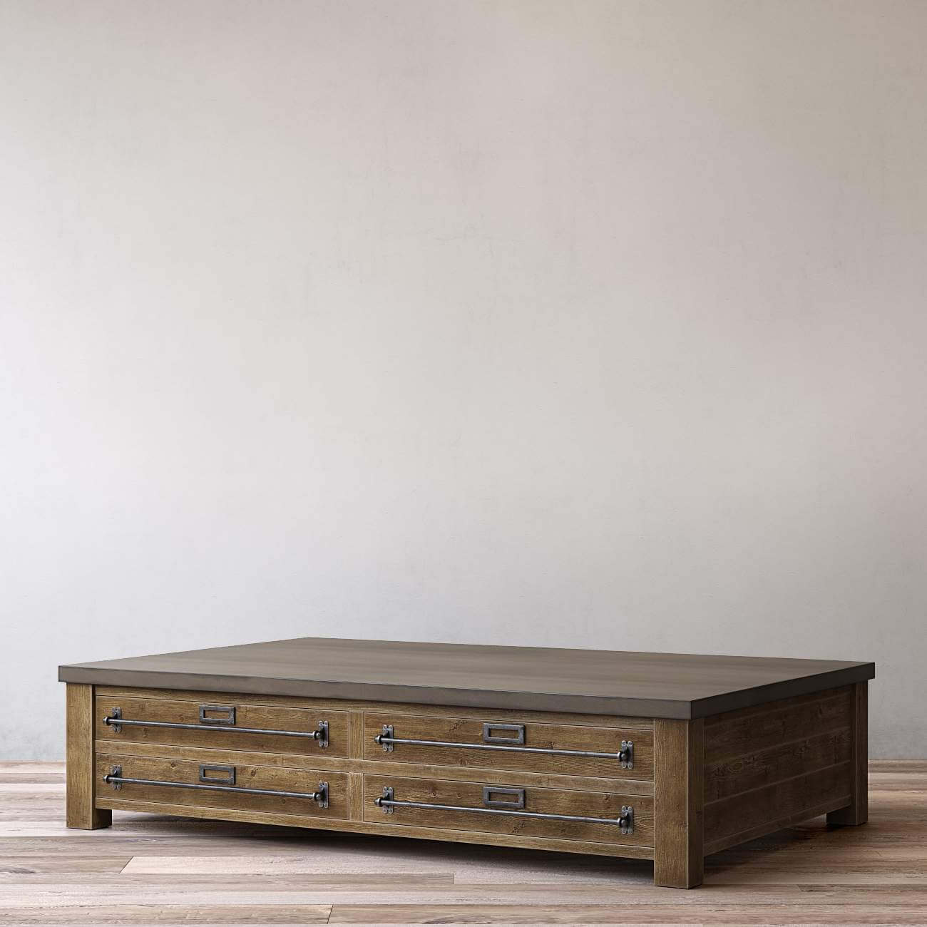 RH Zinc-Top Mercantille Coffee Table 3D Model by musladinov