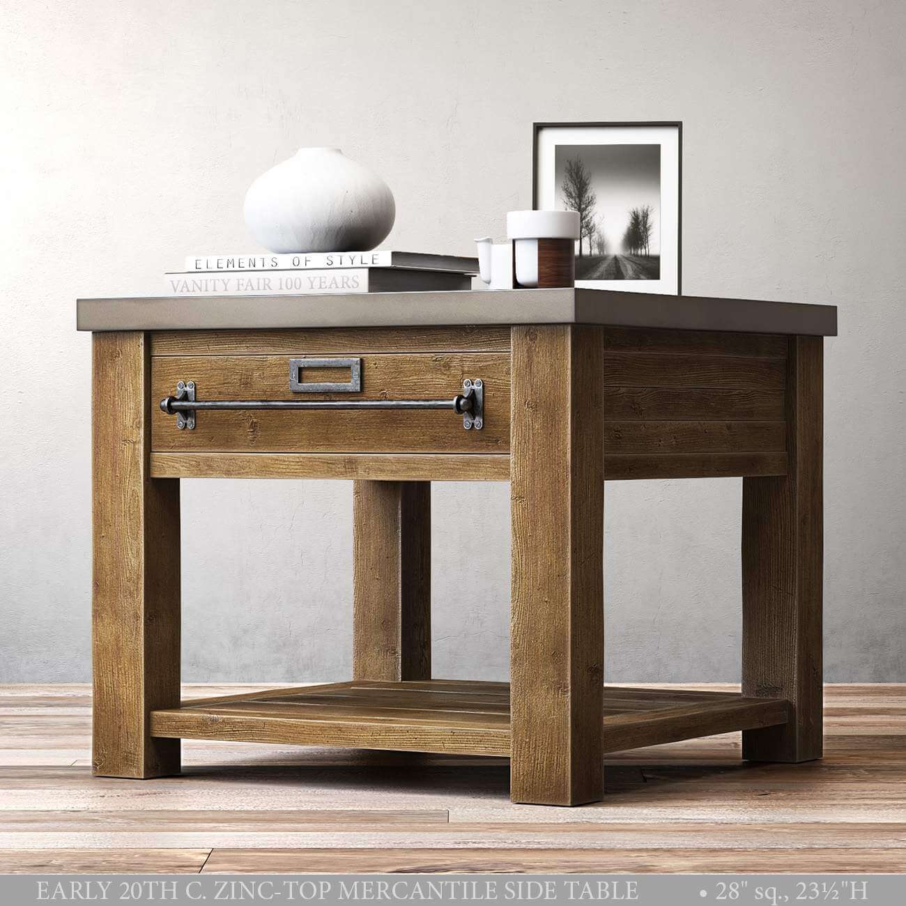 RH Zinc-Top Mercantile Side Table 3D Model by musladinov