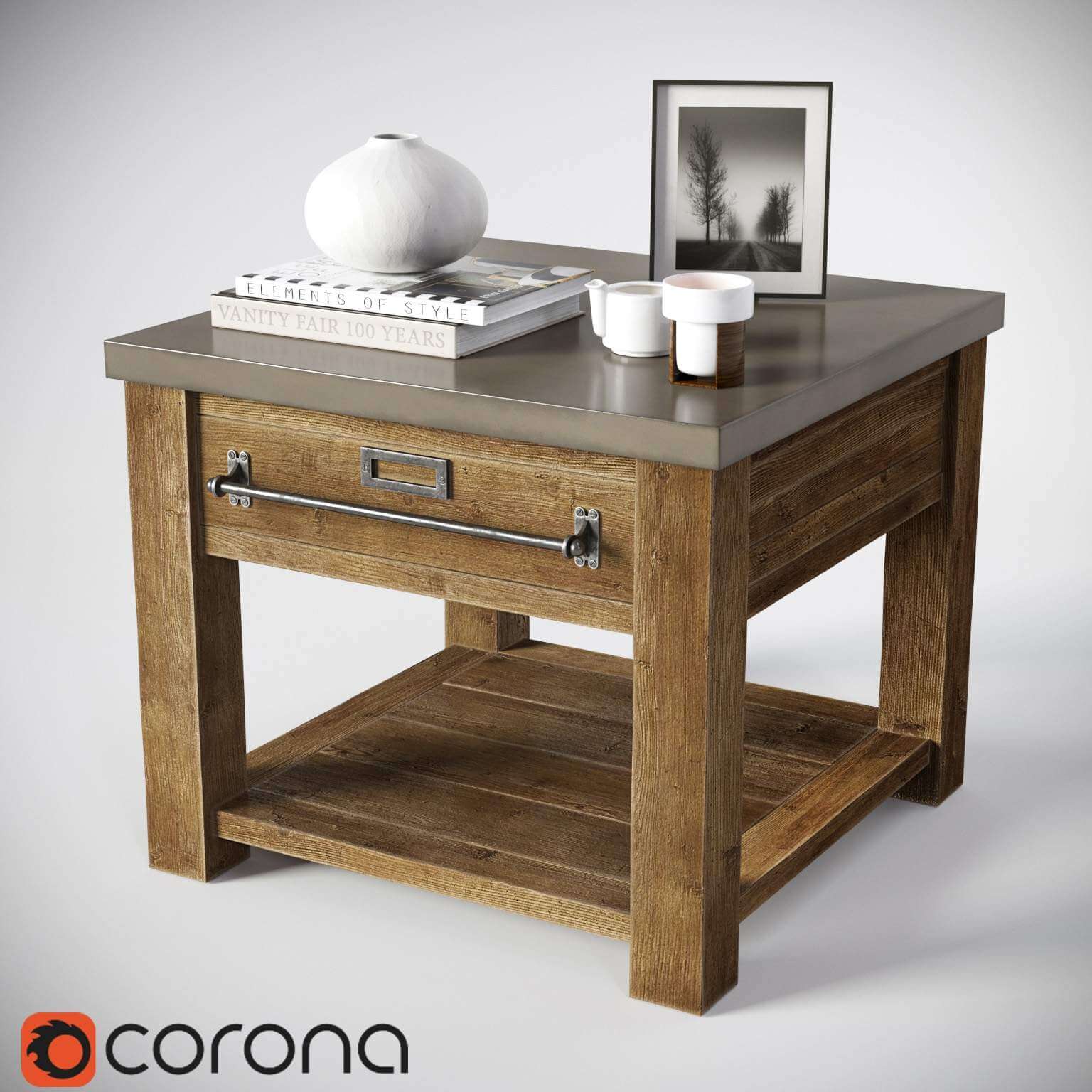 RH Zinc-Top Mercantile Side Table 3D Model by musladinov