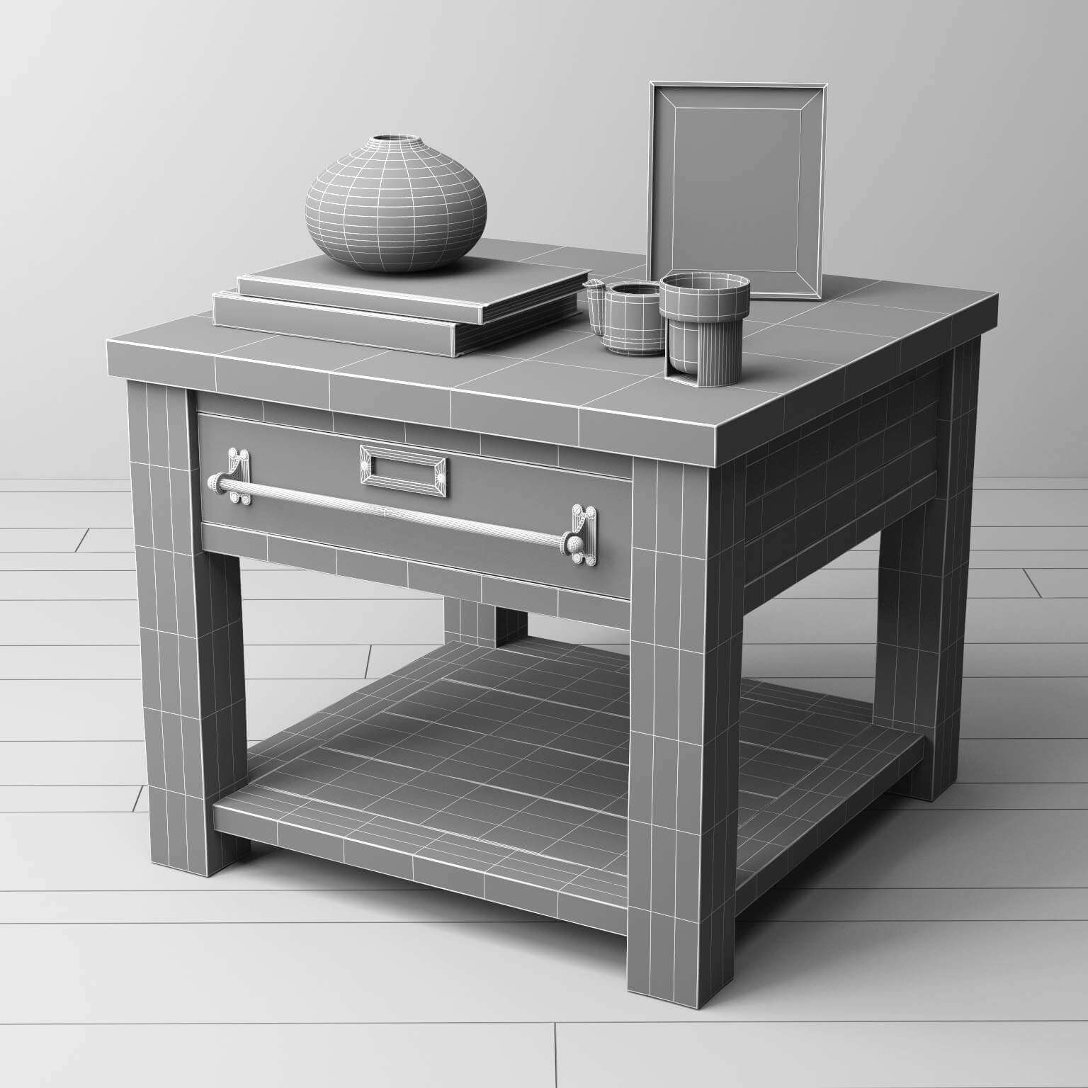 RH Zinc-Top Mercantile Side Table 3D Model by musladinov