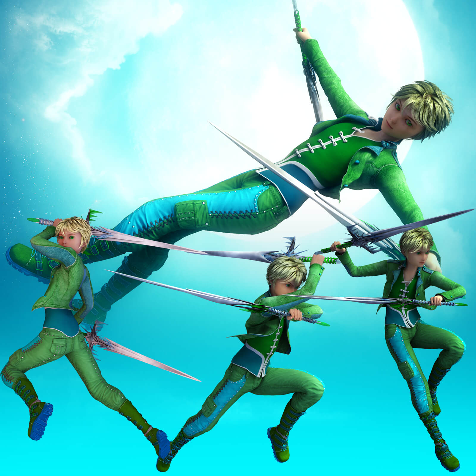 Fantasy Anime Dual Swords Poses for G8M - Daz Content by Muwawya