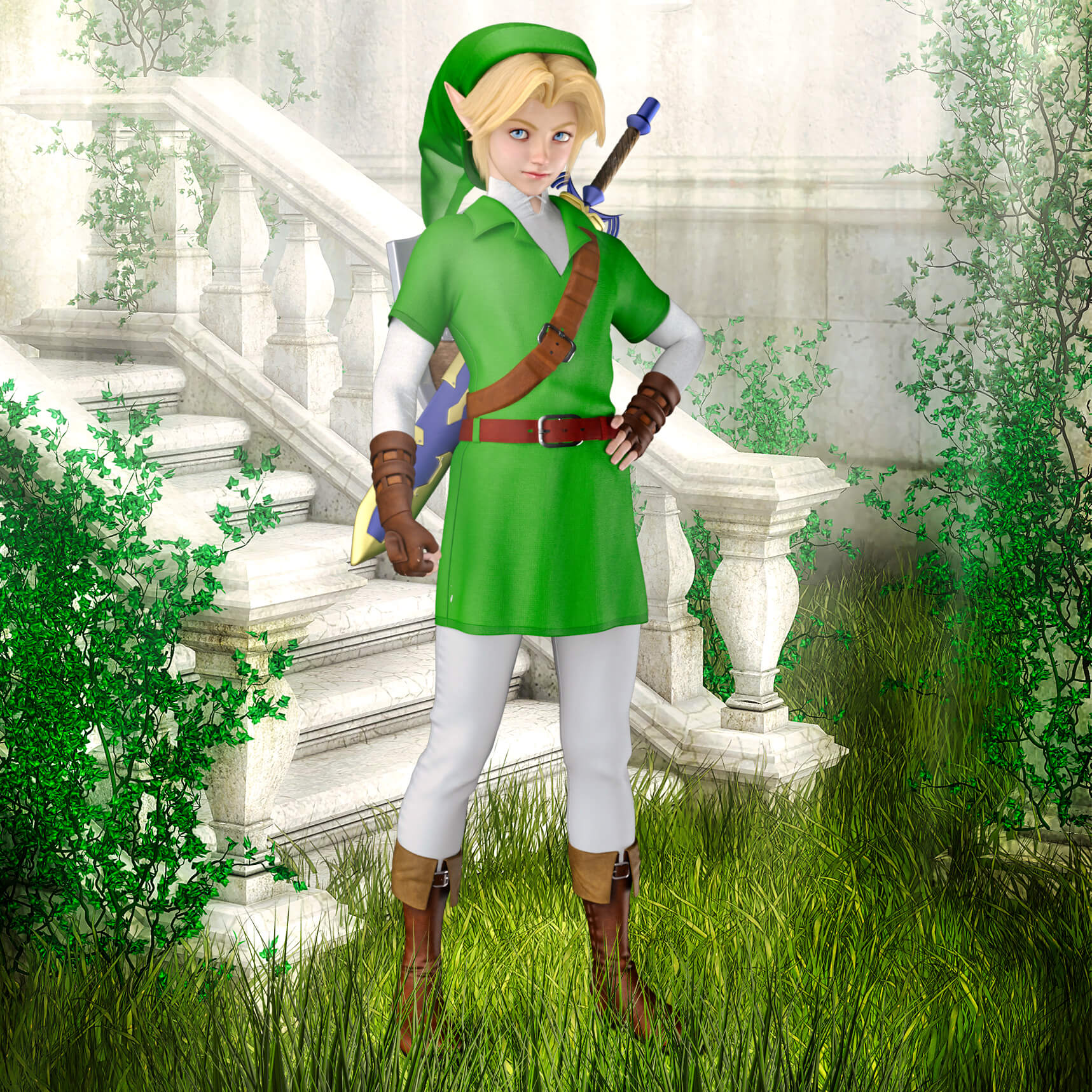 Link Ocarina of Time - Outfit and Hair G9 Daz Content by Muwawya