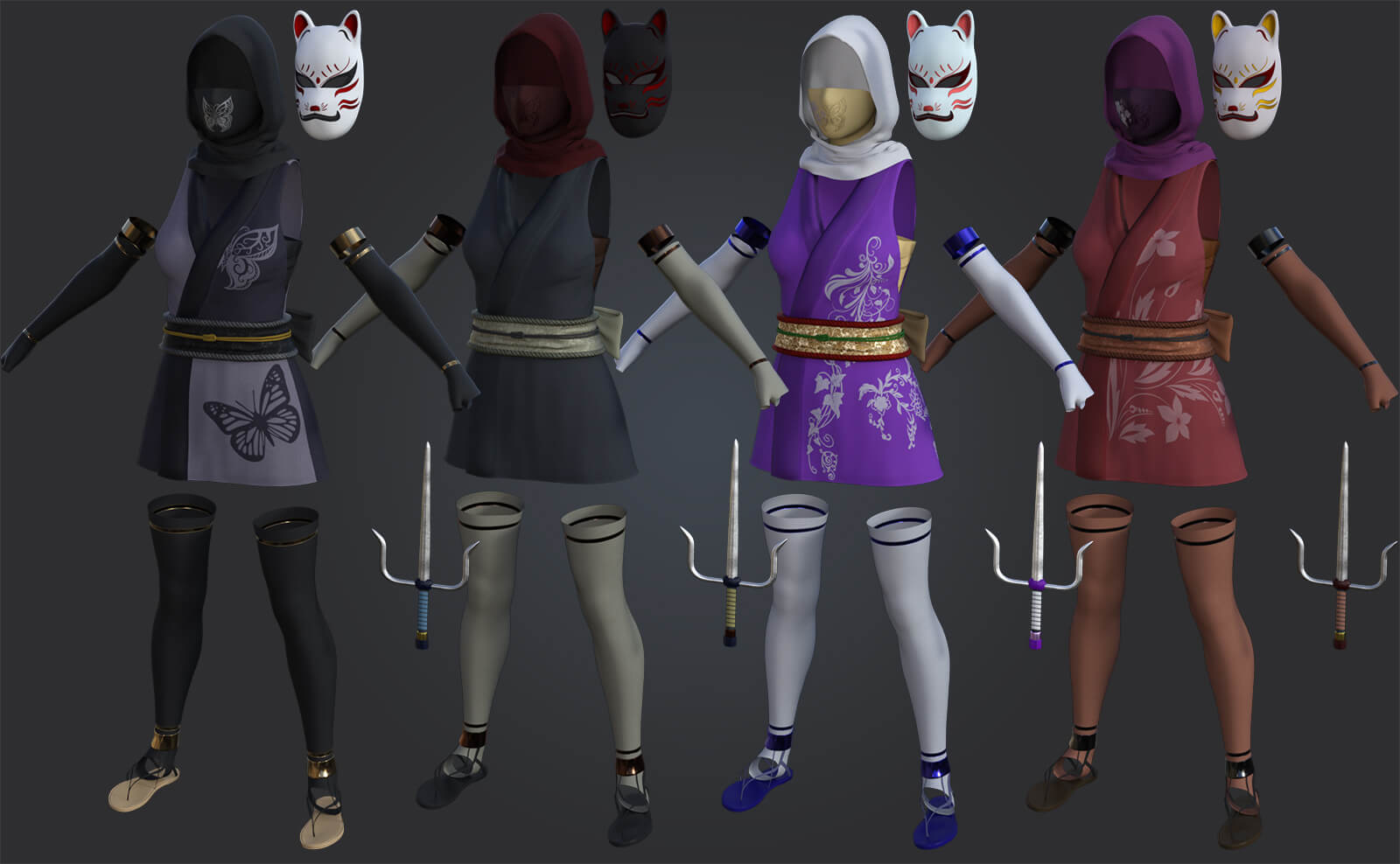 Mosu Ninja - Classic Ninja Outfit for G8F Daz Content by Muwawya