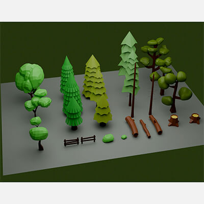 Low Poly Tree Pack Stylized Forest Environment - 3D Model by ...