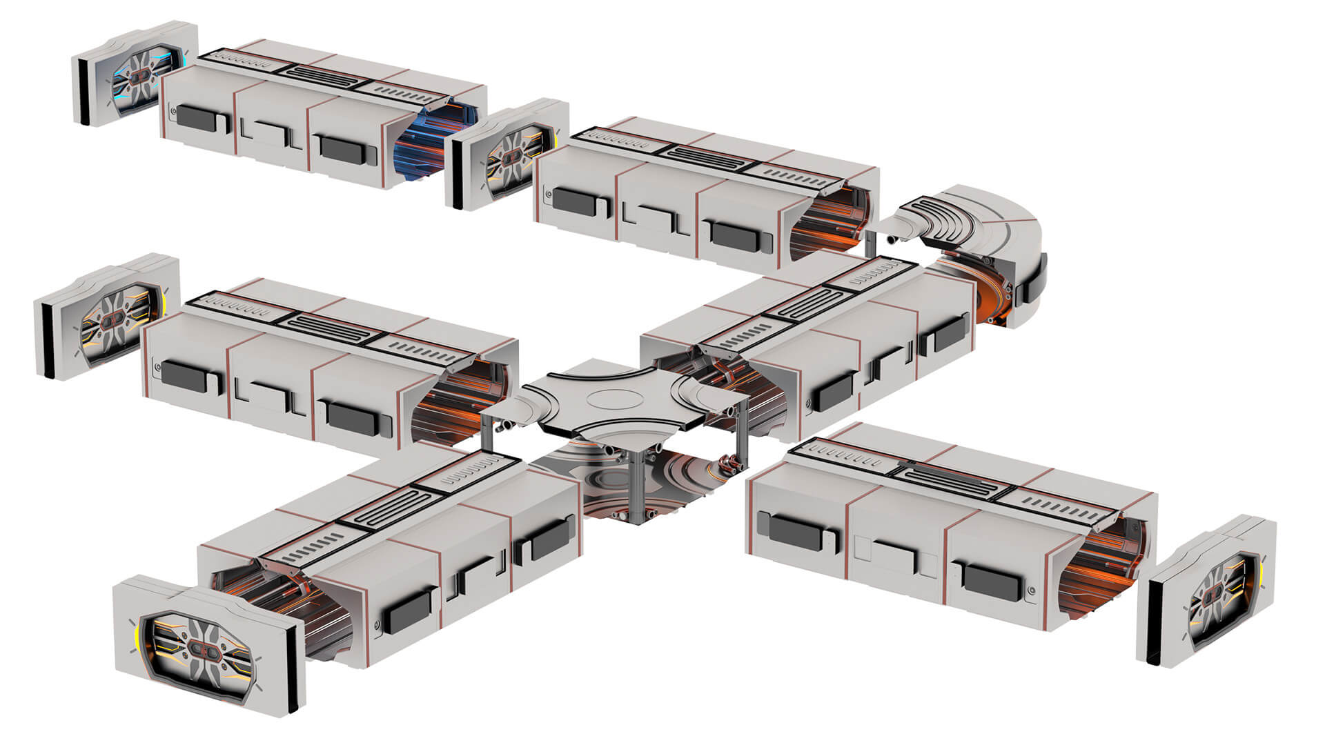 Sci-Fi Modular Corridor 3D Model by mykola1985