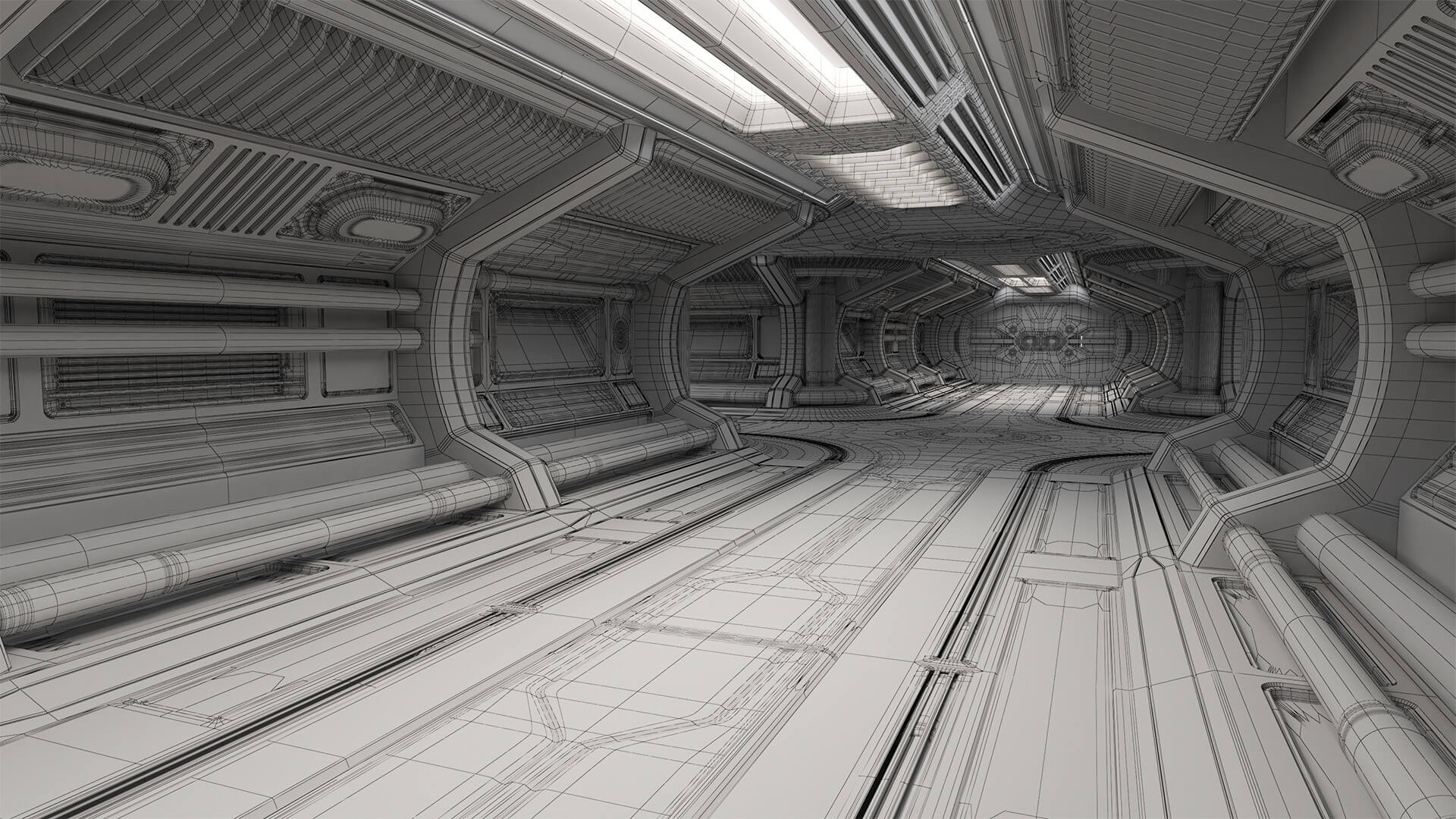 Sci-Fi Modular Corridor 3D Model by mykola1985