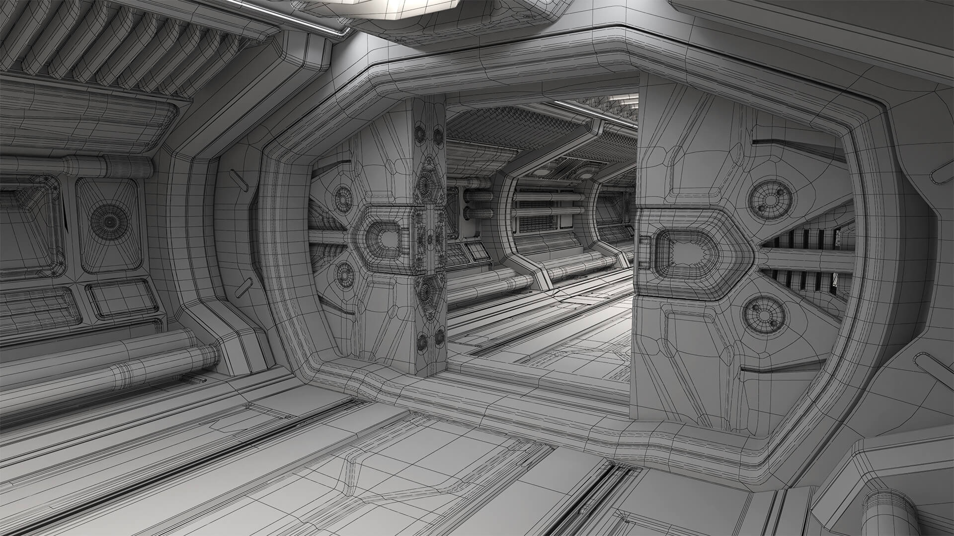 Sci-Fi Modular Corridor 3D Model by mykola1985
