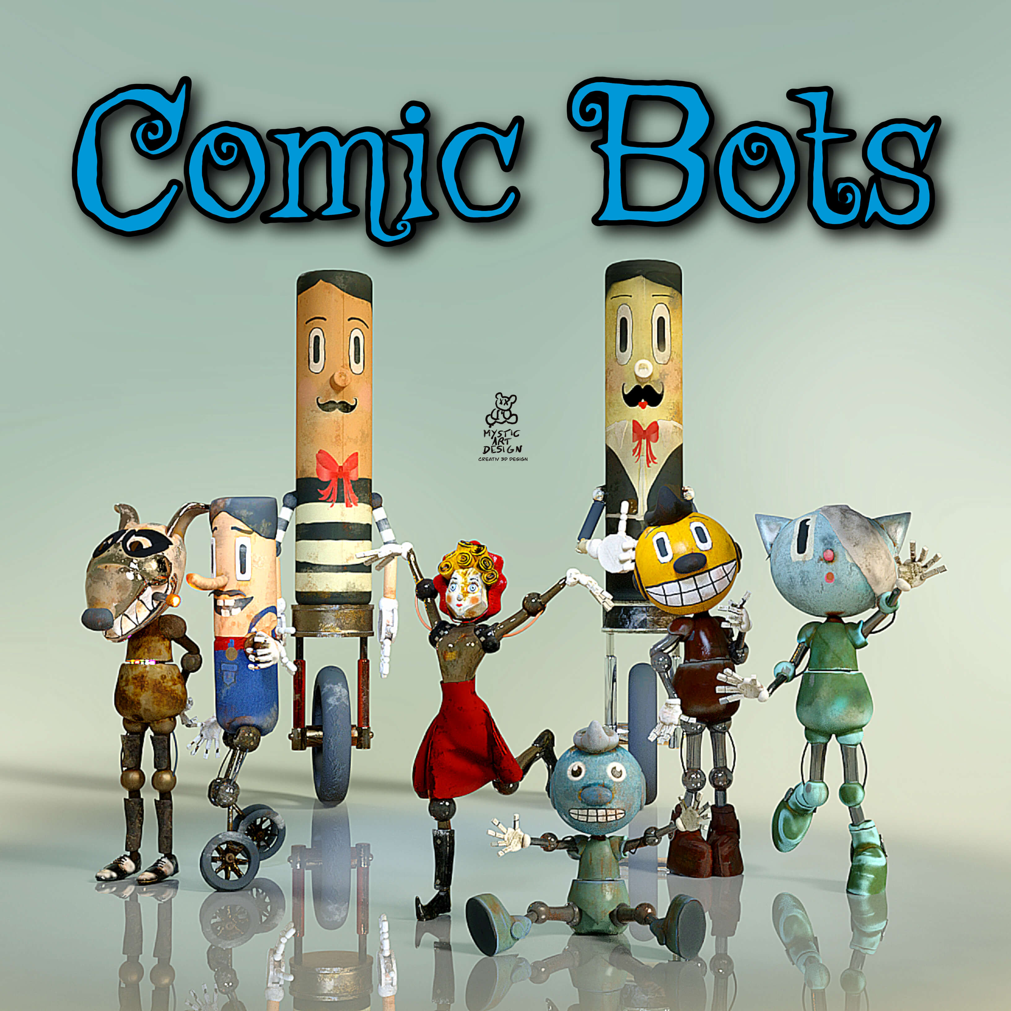 Cute Comic Bots - Daz Content by MysticArtDesign