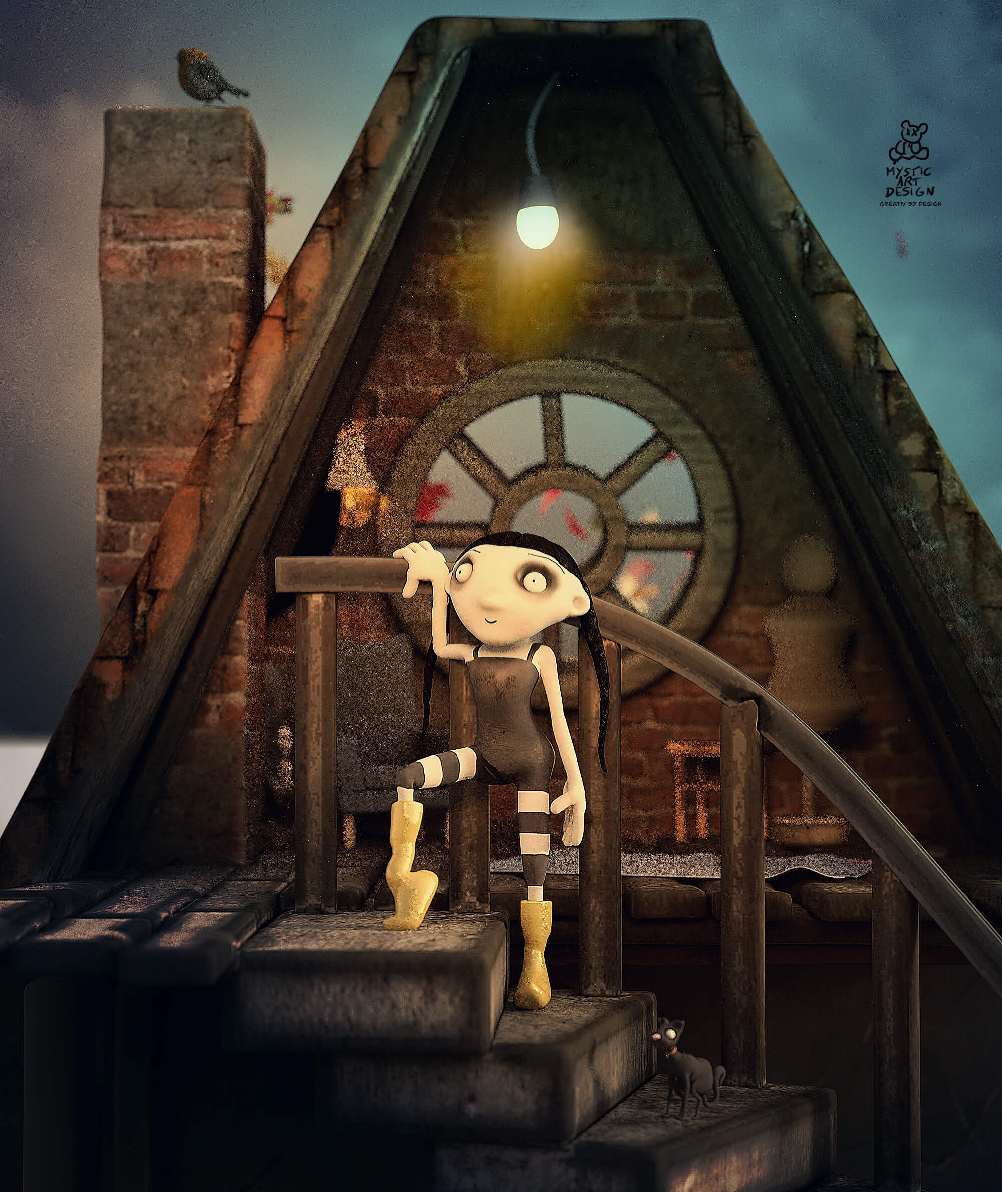 Attic Diorama 3D Render, Digital Art by MysticArtDesign