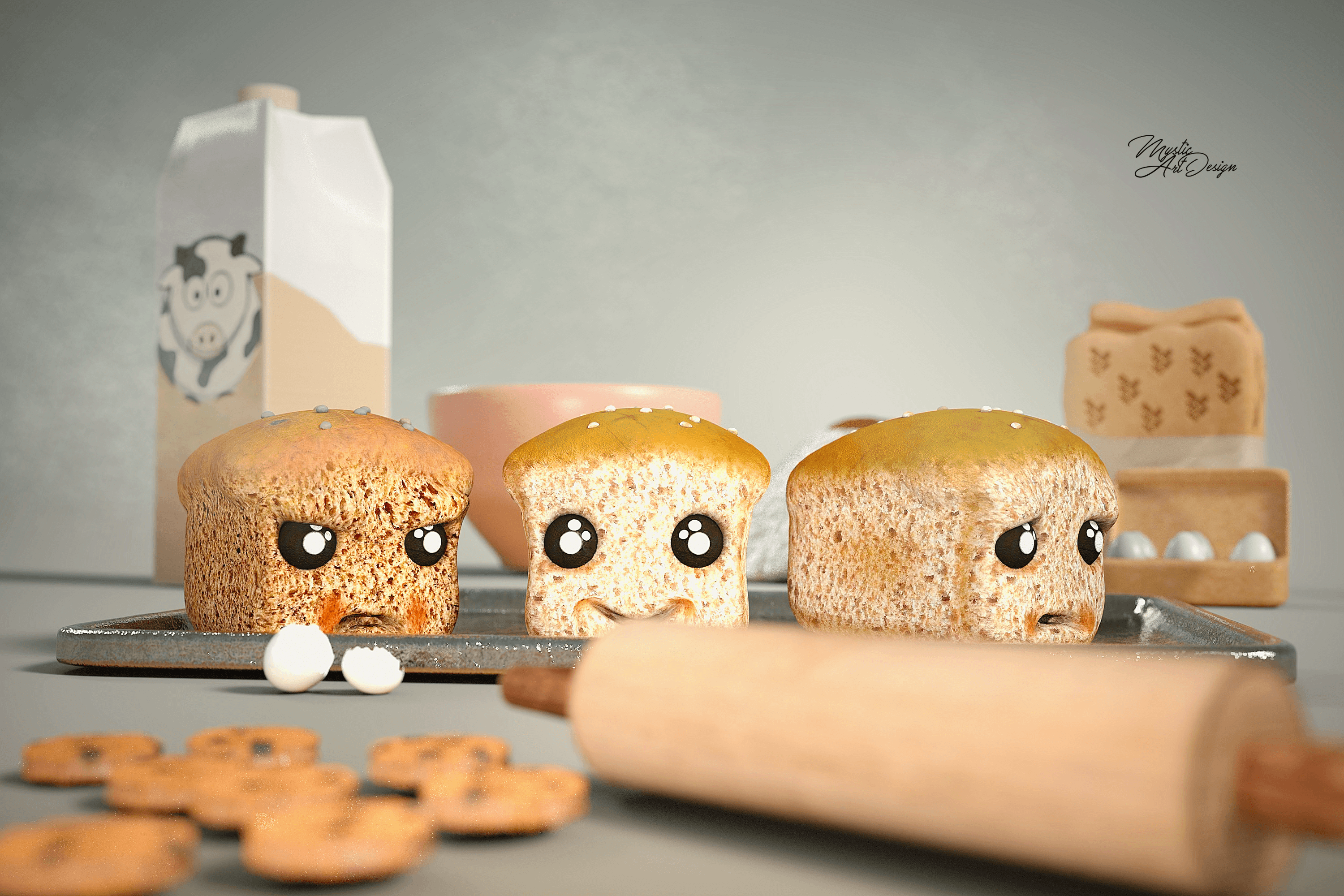 Cute little Bread 3D Render | RenderHub Gallery